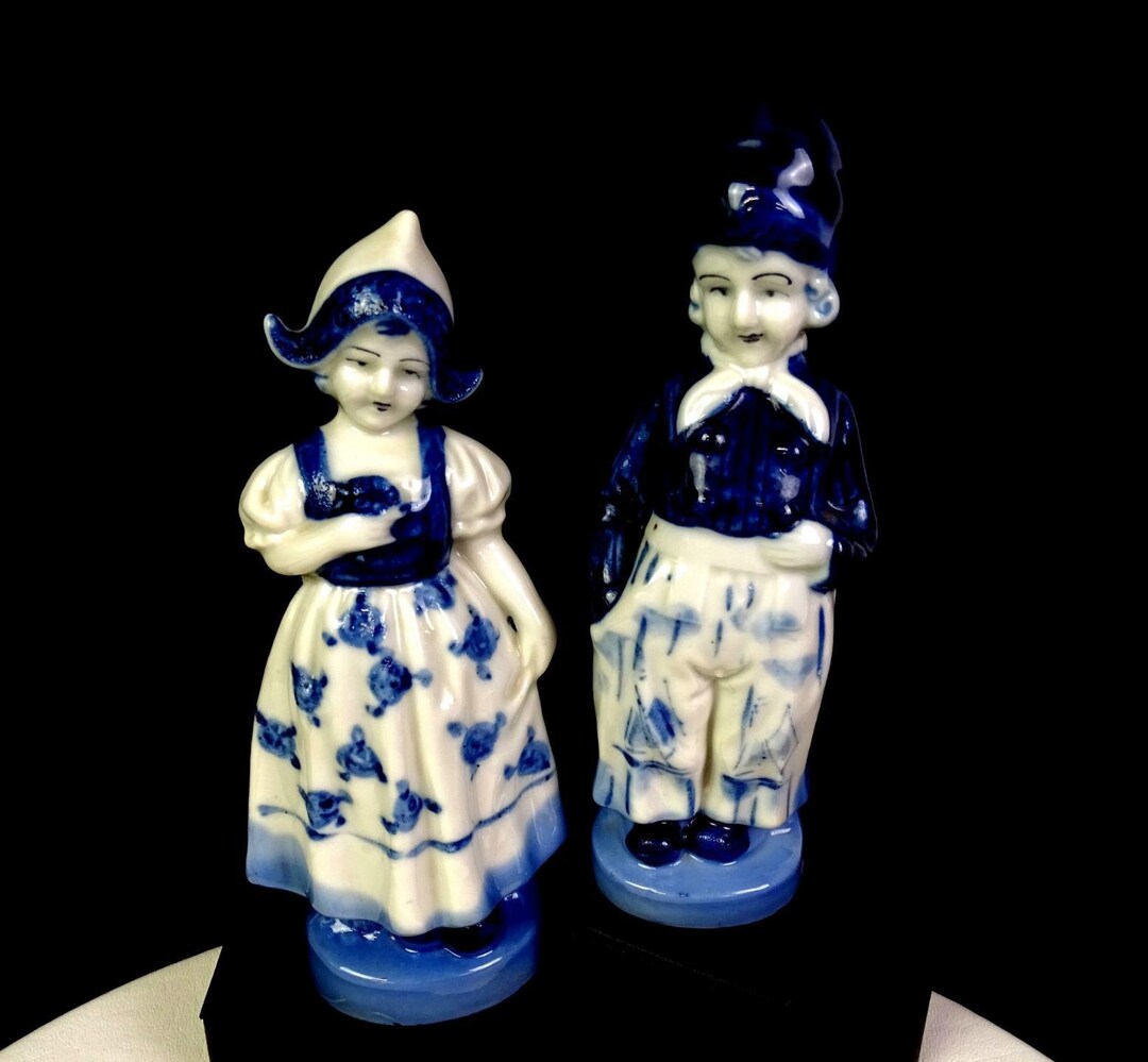 Japanese Porcelain Delftware Style Dutch Boy & Girl Blue and White 7 ...