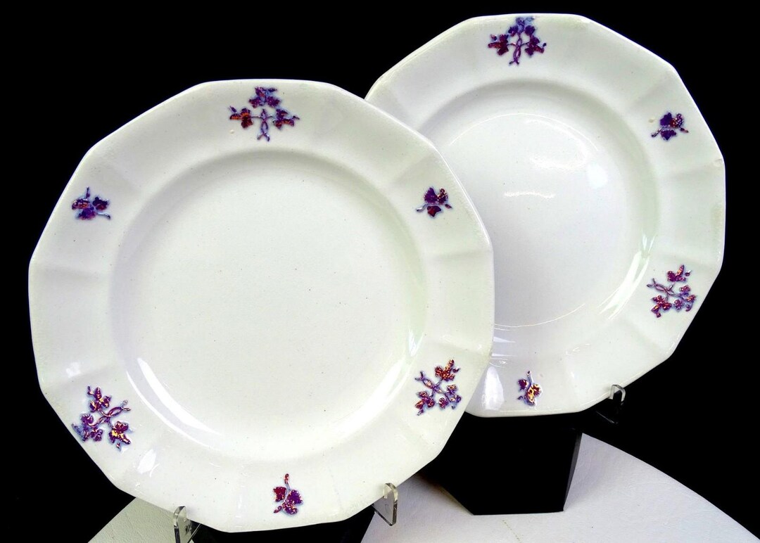Edward Walley Pottery Antique Chelsea Grape Luster Two Piece 8 1/8 ...