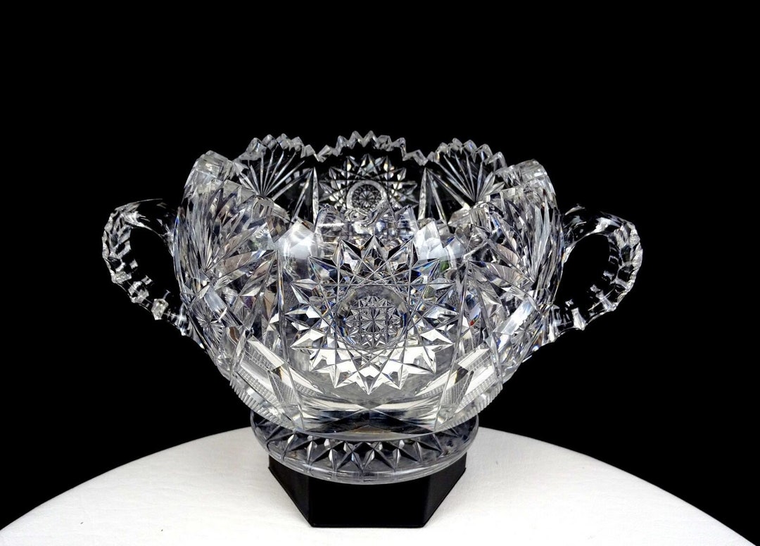ABP Brilliant Period Cut Crystal Glass Hobstar & Fan 4.75 Handled ...
