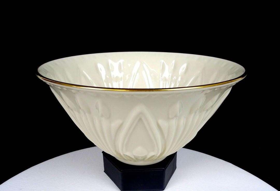 Lenox Porcelain Ivory & Gold Doric Embossed Vintage 8 3/4 Serving Bowl ...
