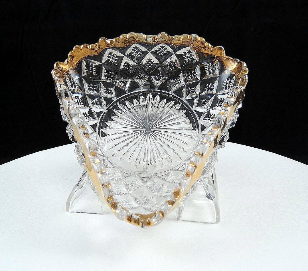 Eapg Fostoria Sylvan Gold Diamond Design Triangle Shape 4 1/4 Nut Dish ...