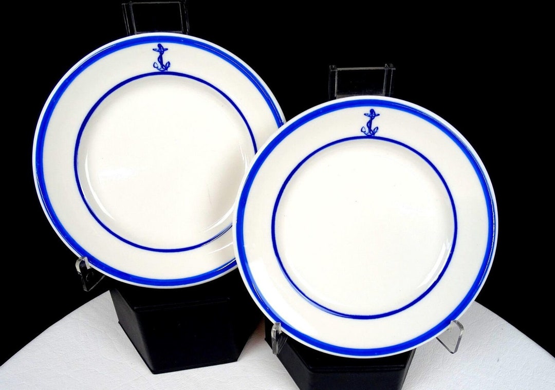 Shenango China US Navy Mess Blue Anchor 2 Pc 5 1/2 Bread & Butter ...