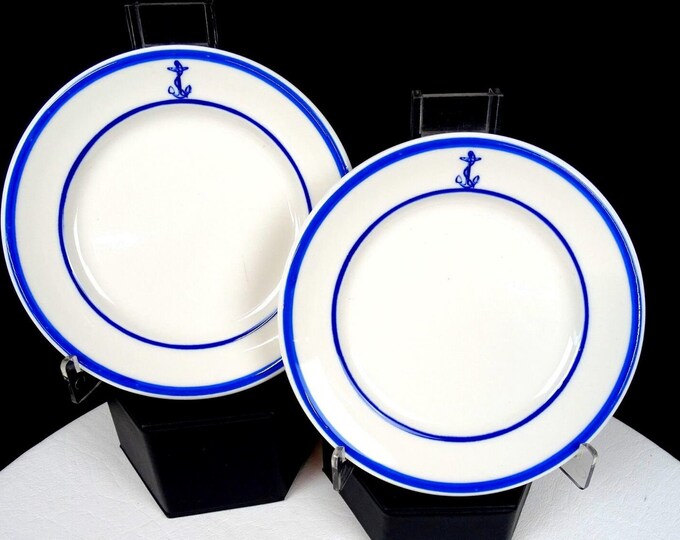 Shenango China US Navy Mess Blue Anchor 2 Pc 5 1/2" Bread & Butter ...