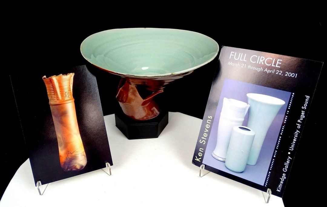 Ken Stevens Signed Nw Art Pottery Brown Drip Glaze and Celadon 8 3/8 ...