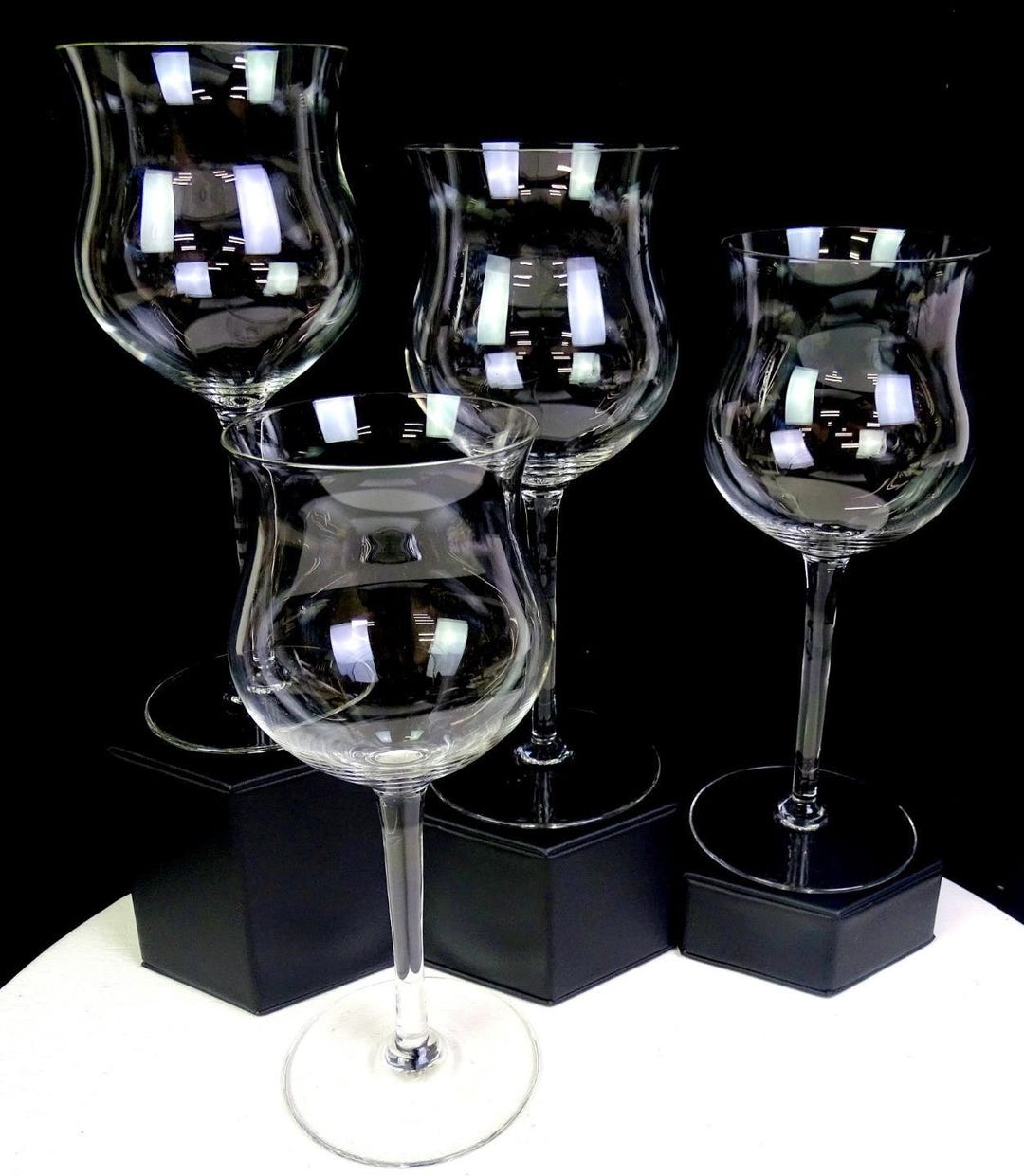 Orrefors Sweden Crystal Lisa Pattern Clear Plain 4pc 7 7/8" Claret ...