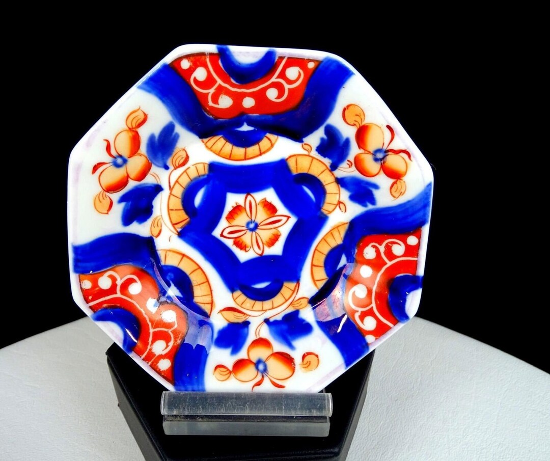 Gaudy Welsh Staffordshire Porcelain Hexagon Antique 4 Demitasse Saucer ...