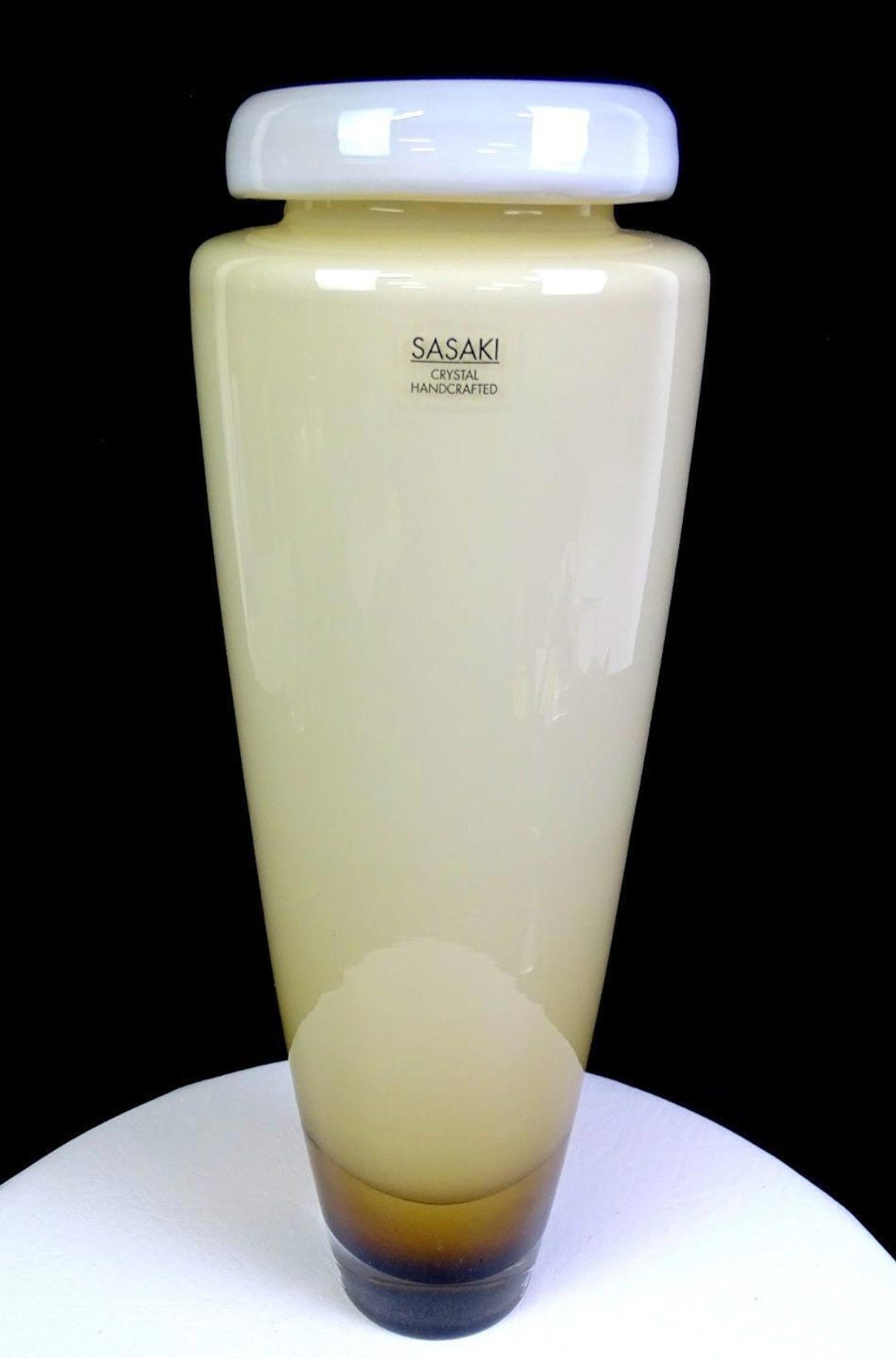 Sasaki Crystal Art Glass Large Sommerso Style Tri Color Heavy 15 5/8 ...