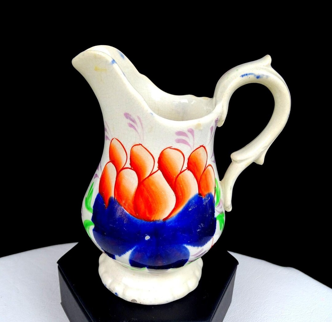 Gaudy Welsh Porcelain Grape Pattern Antique 4 1/2" Cream Pitcher 1850s ...