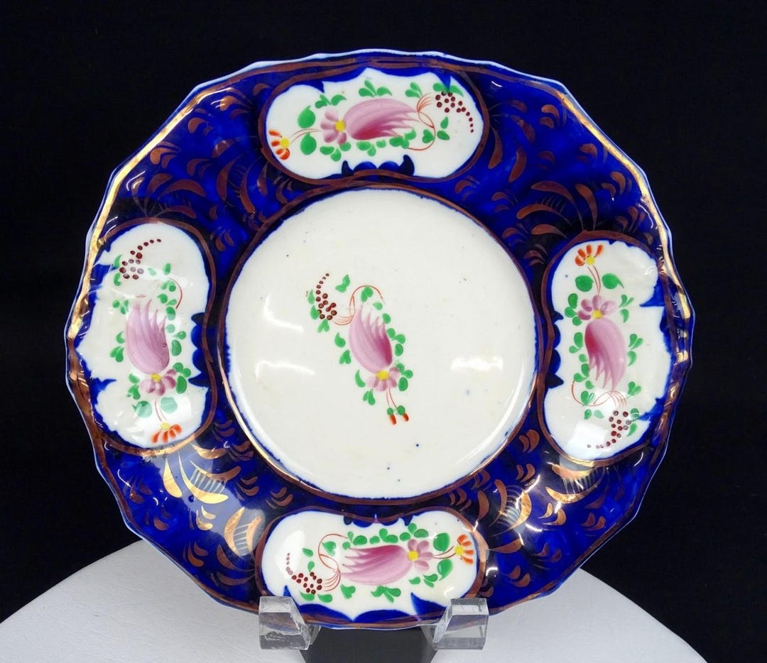 Gaudy Welsh Staffordshire Porcelain Columbine Pattern 9 5/8" Cake Plate ...