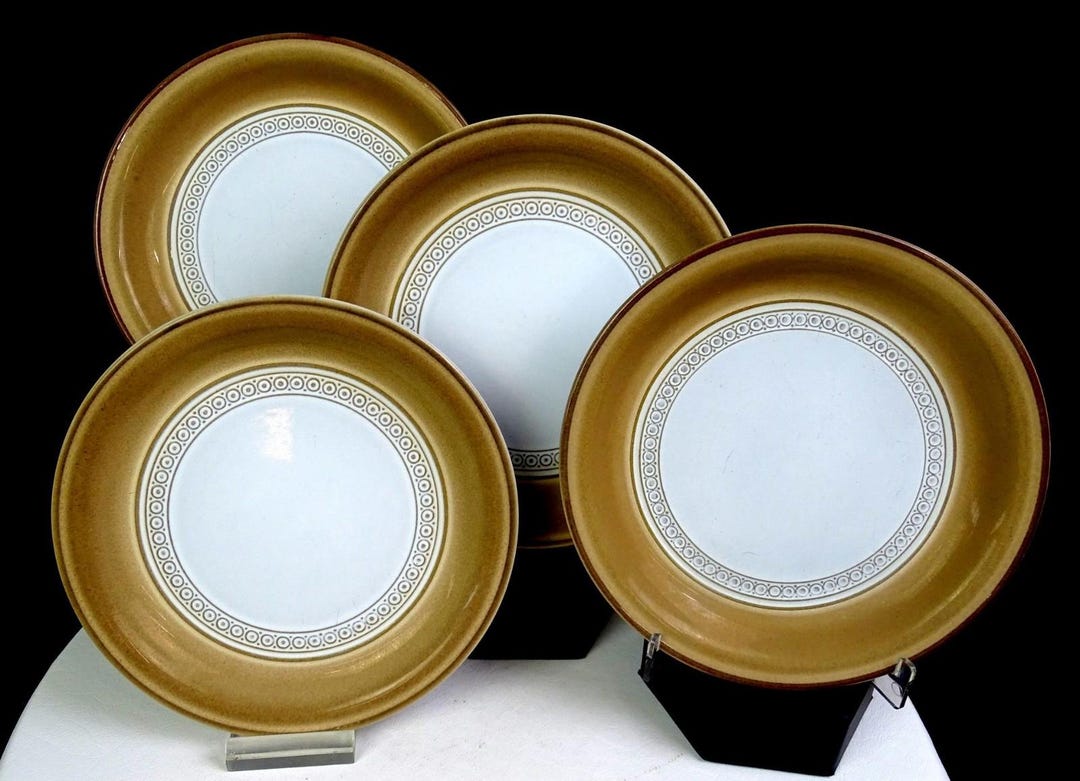 Denby Langley Pottery Seville Brown Pattern 4pc 7" Bread Butter ...