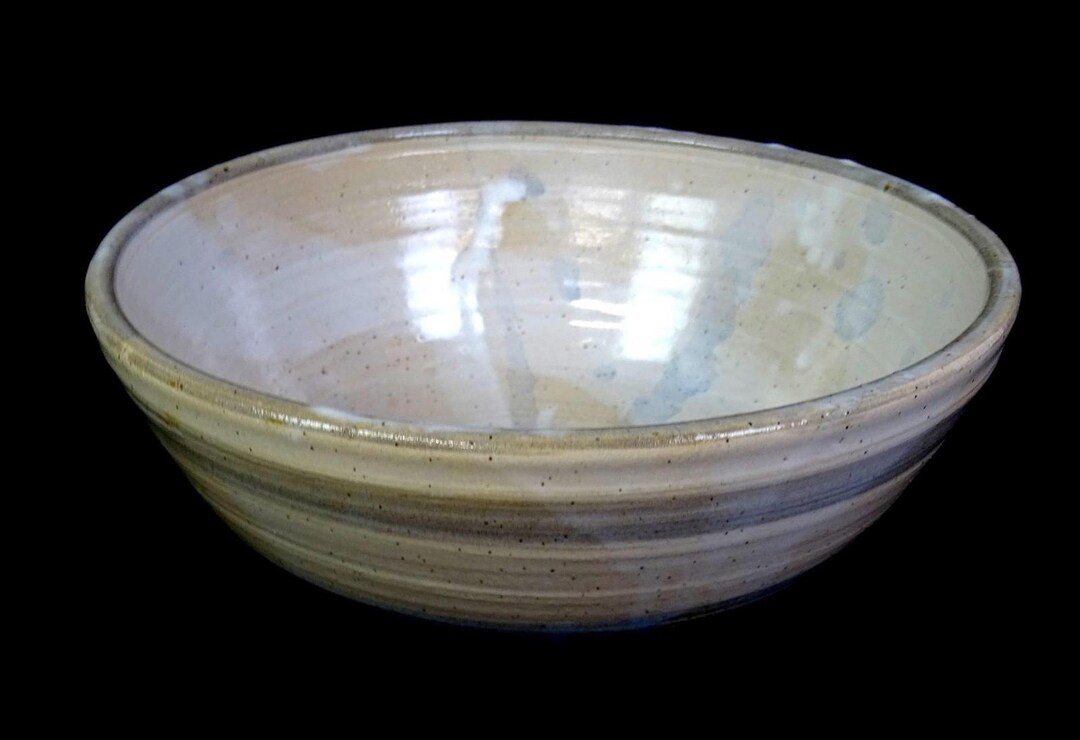 Nancy Mott Signed Art Pottery Stoneware Multi Color Speckled Thrown 7 7 ...
