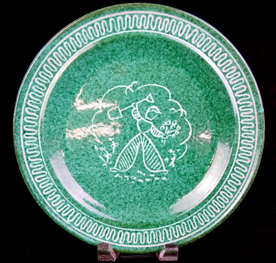 Elle Keramikk Norway Art Pottery 129 Man With Shovel Green 10 7/8 Plate ...