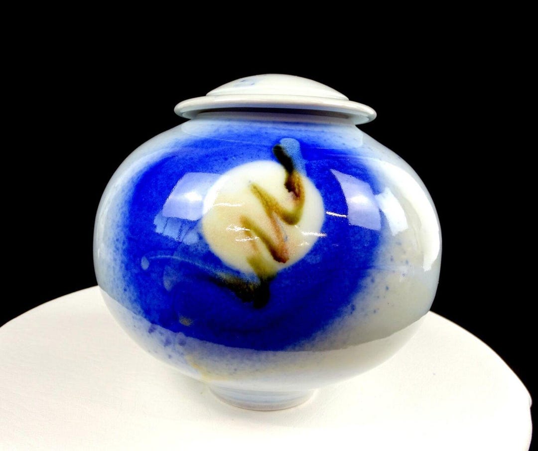 Studio Art Pottery Artist Signed Blue Moon Design 7 1/2 Lidded Jar - Etsy