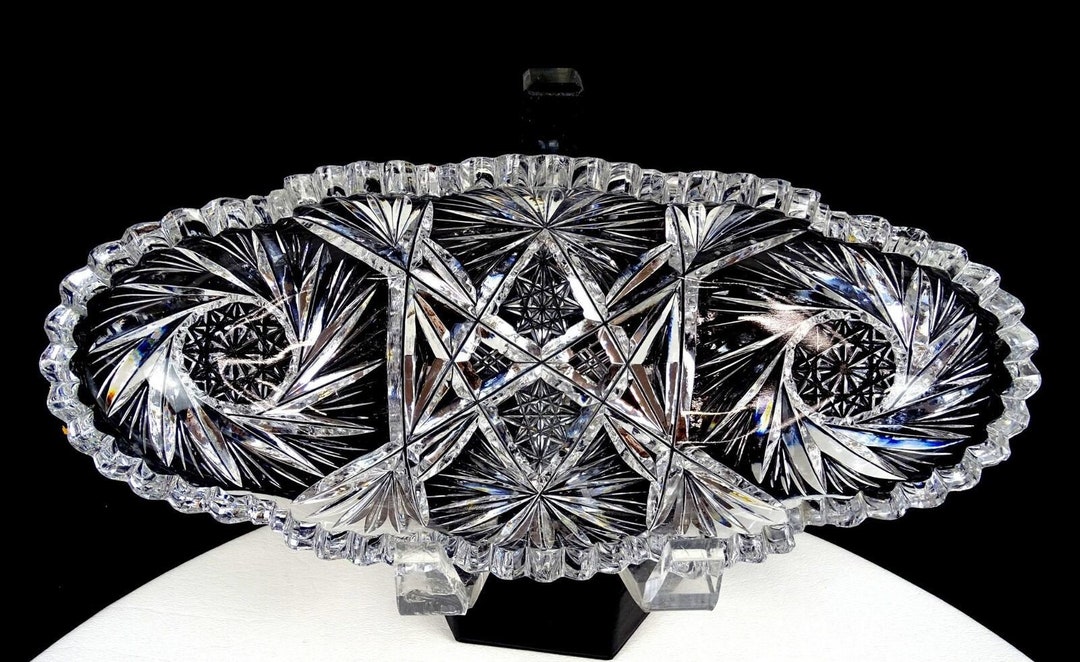 American Brilliant Cut Crystal Buzzsaw and Star 10 5/8 Celery Dish 1880 ...