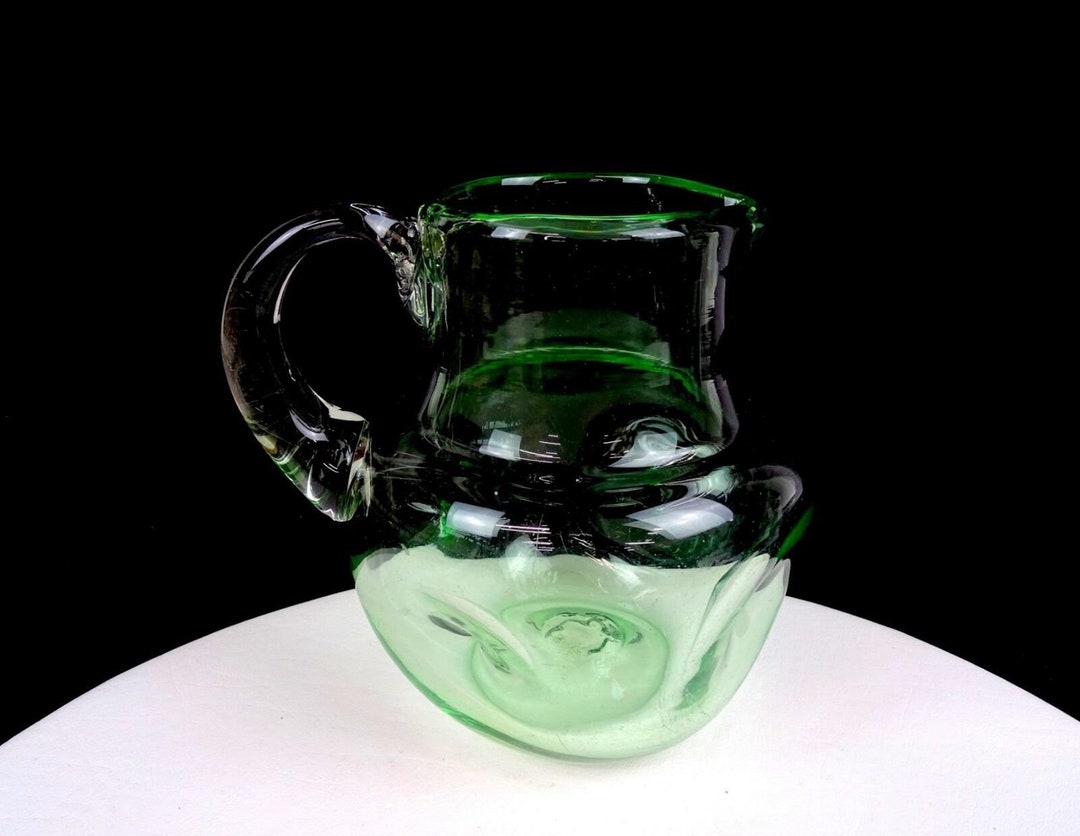 Blenko Bischoff Art Glass Green Dimpled Pinched Vintage 6 - Etsy