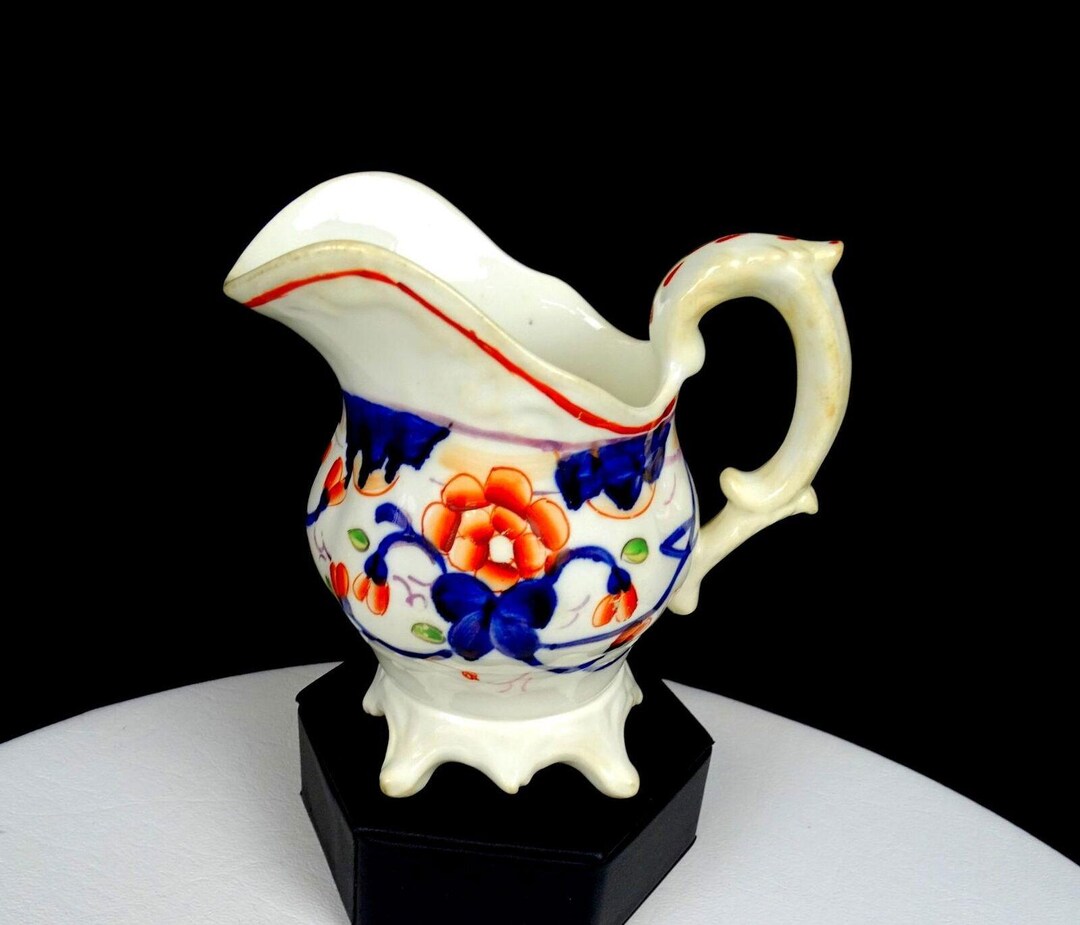 Gaudy Welsh Staffordshire Porcelain Floral Antique 4 5/8 Milk Pitcher ...