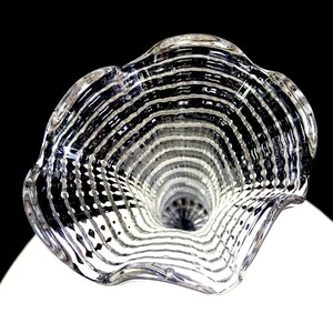 Imperial Glass Clear Ruffled Rim Vintage Ripple & Ribbon 9 3/4" Swung ...