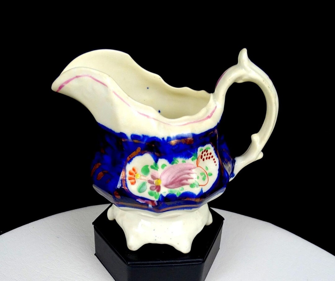 Gaudy Welsh Staffordshire Porcelain Floret Antique 5 1/8 Milk Pitcher ...