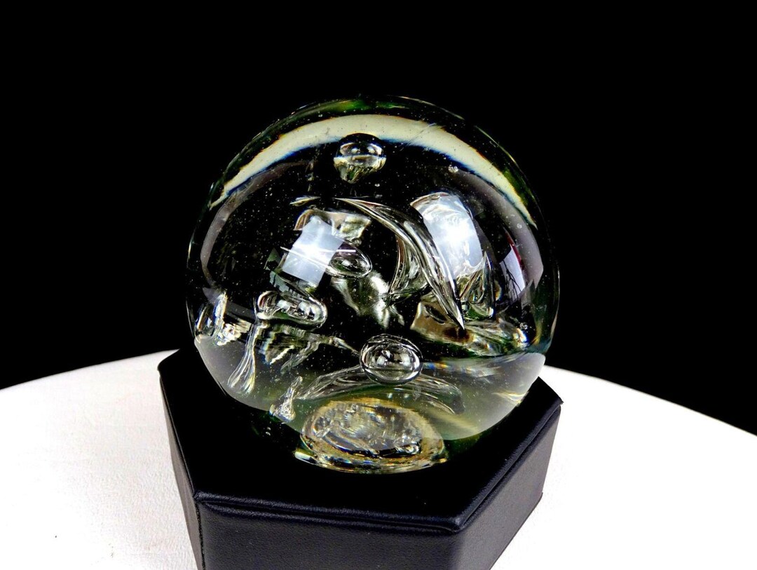 Brian Lonsway Marked Art Glass Clear Controlled Bubble 2 3/4 ...