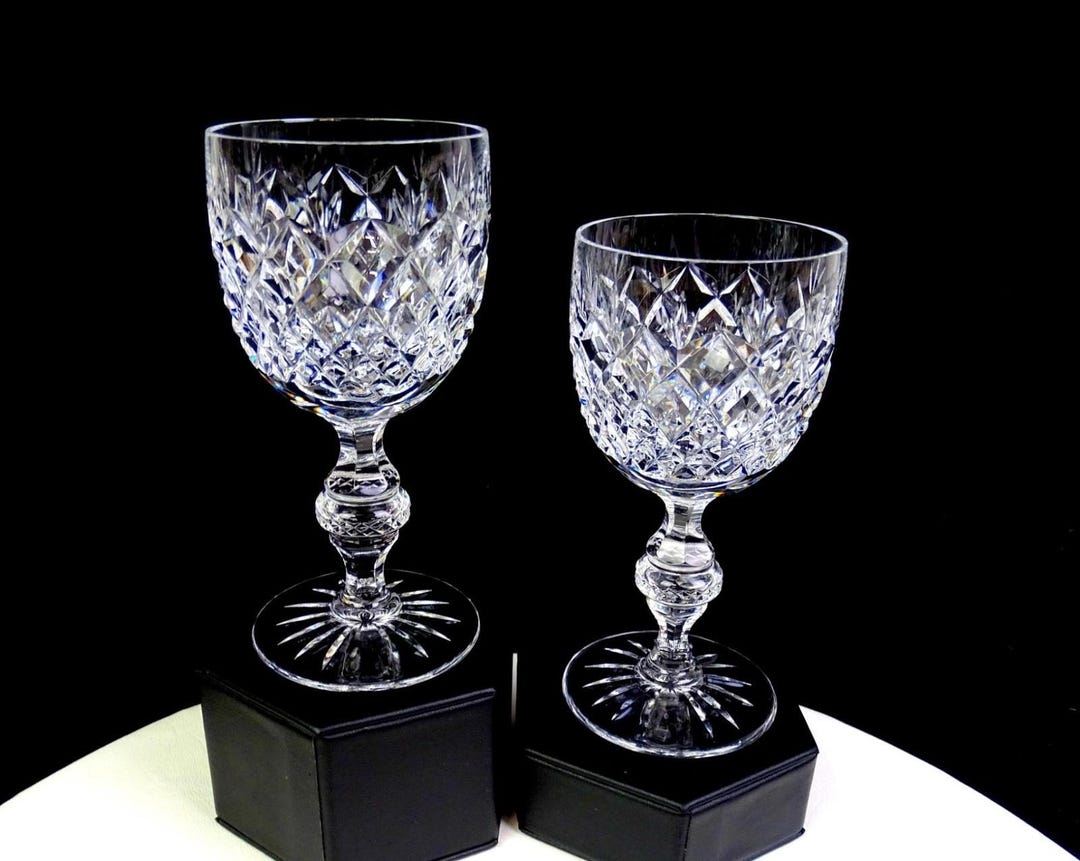 Kusak Brilliant Cut Crystal Cherry Diamond and Fan 2pc 5 5/8" Wine ...