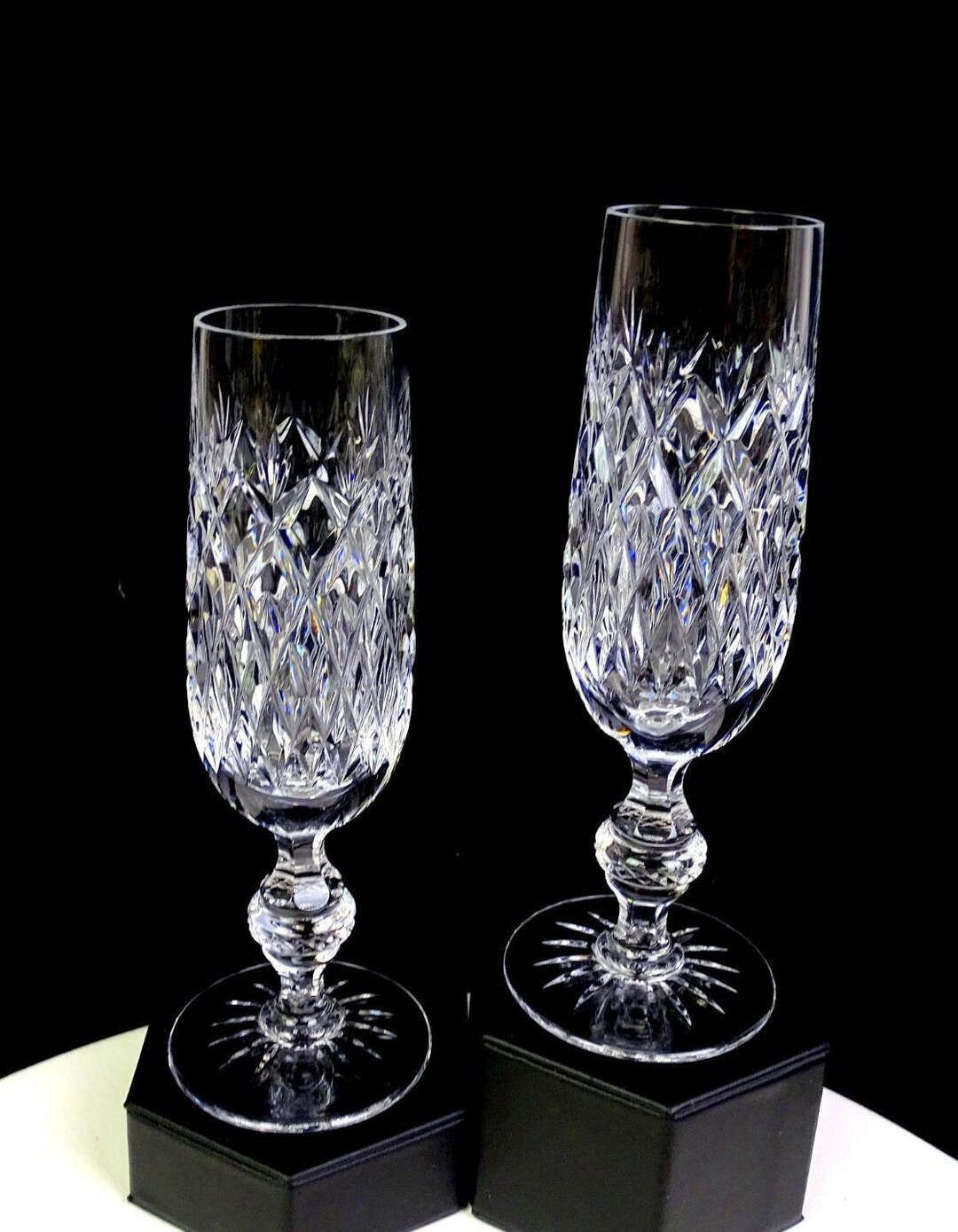 Kusak Brilliant Cut Crystal 2 Cherry Diamond & Fan 7 5/8 Champagne ...