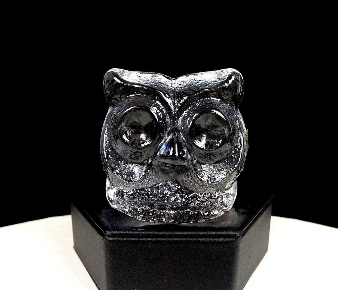 Skruf Glass 9434 Sweden Clear Crystal 2 3/8 Owl Figurine / Paperweight ...
