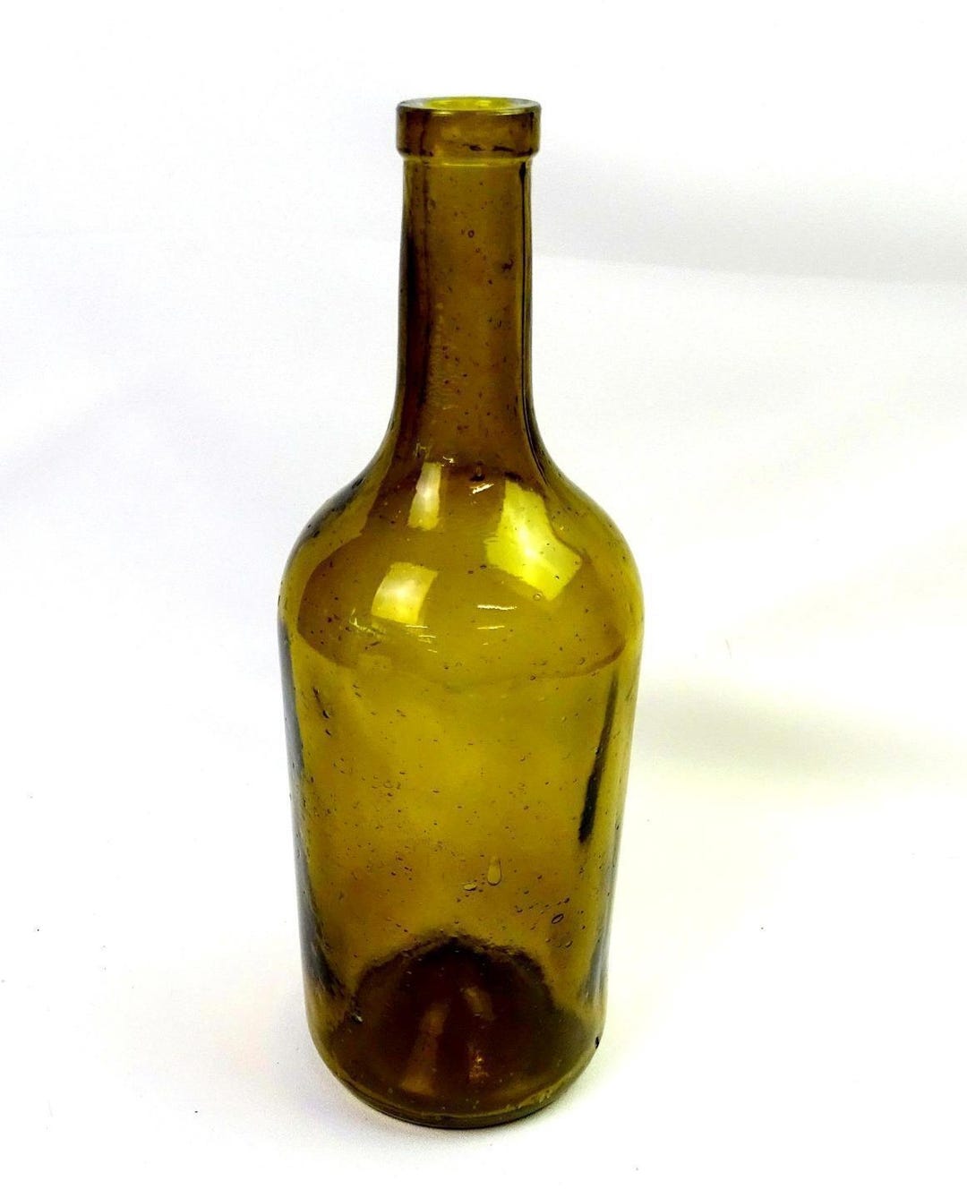 Antique Green Seedy Glass Tooled Mouth Kick up Base 10 1/8 Wine Bottle ...