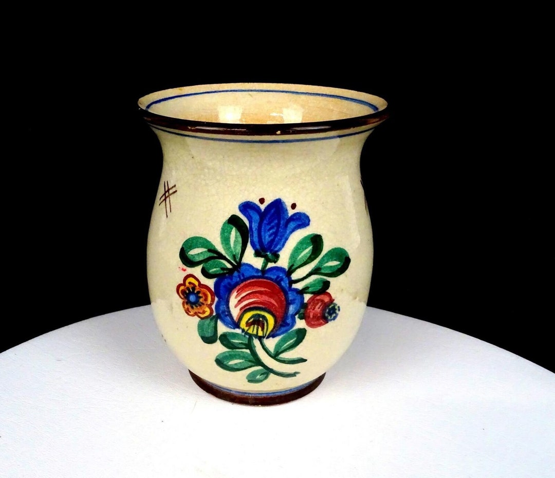 Wilhelm Kagel WKP German Studio Art Pottery Flower Design Vintage 5 5/8 ...