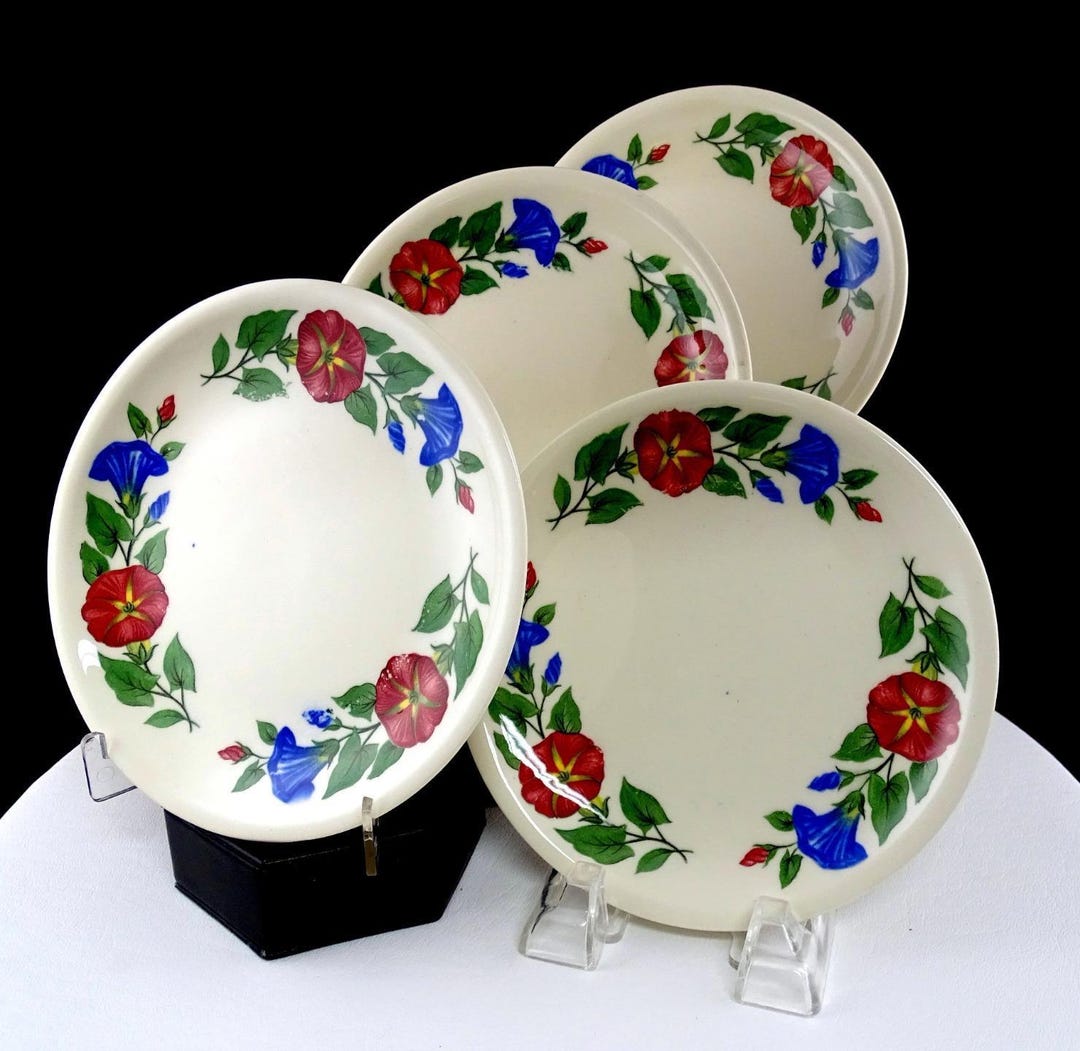 Paden City Pottery Shenandoah Ware Morning Glory 4pc 6 3/8" Bread ...