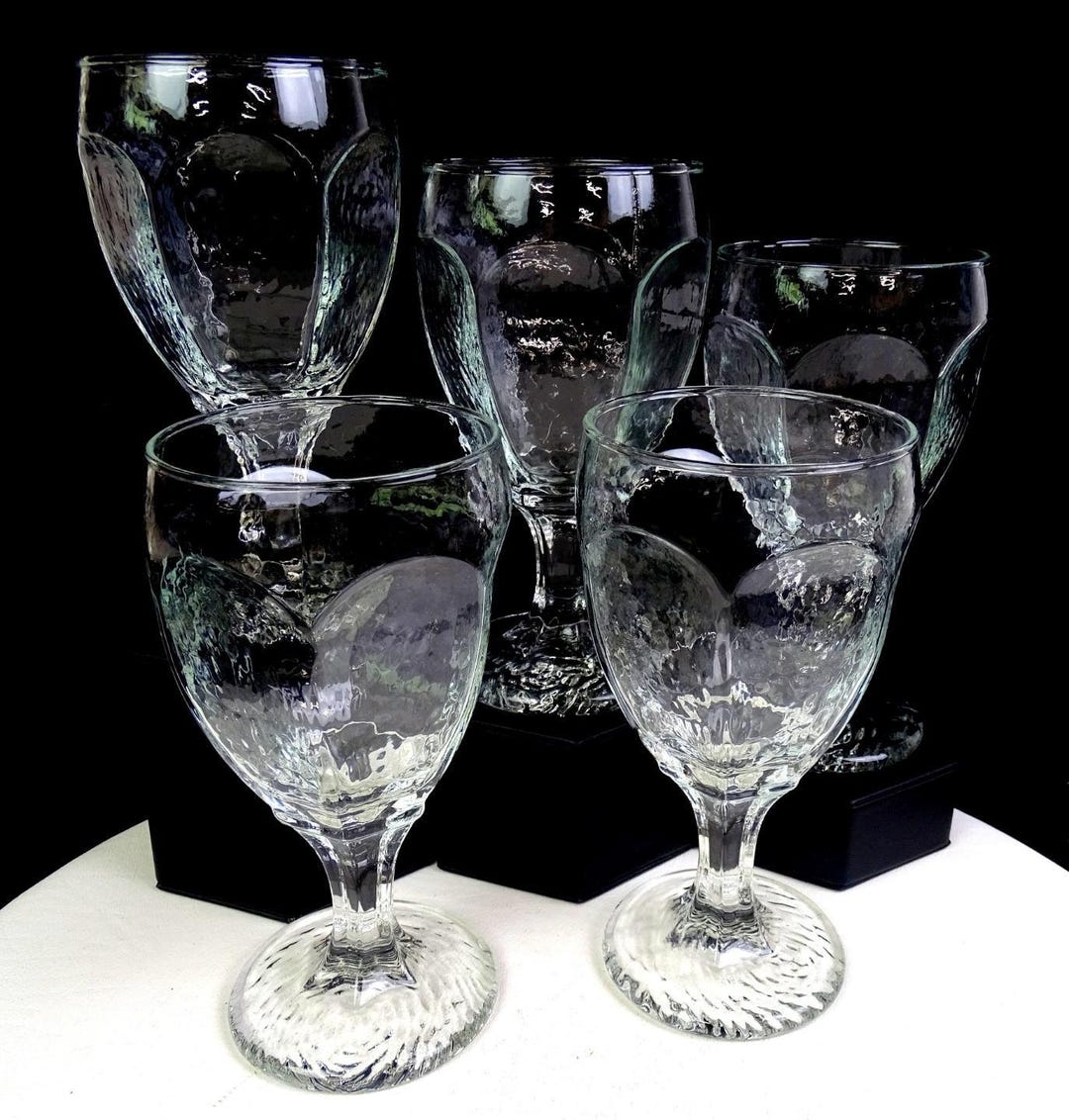 Libbey Glass Six Panel Clear Hamered 6.5" Chivalry 5 Piece Water ...