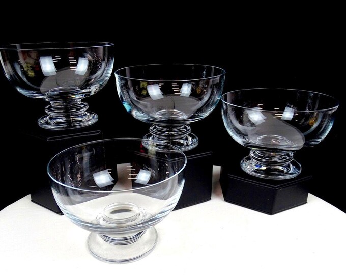 Pasabahce Turkey Crystal Clear Glass Wafer Stem 4 Piece 3 Footed ...