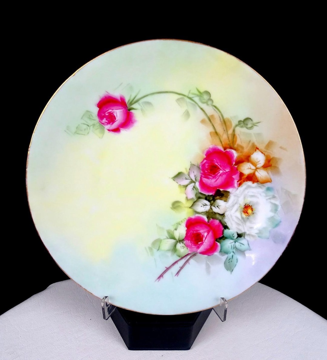 Favorite Bavaria Porcelain Artist Signed Roses Antique 8 1/4" Plate ...