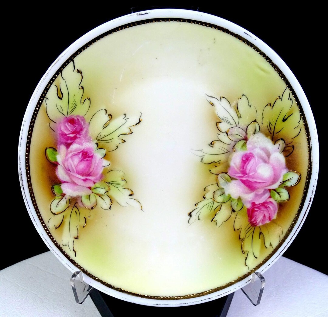 Prov Saxe ES Germany Porcelain Pastel Roses & Gold Beaded 5 7/8" Plate ...