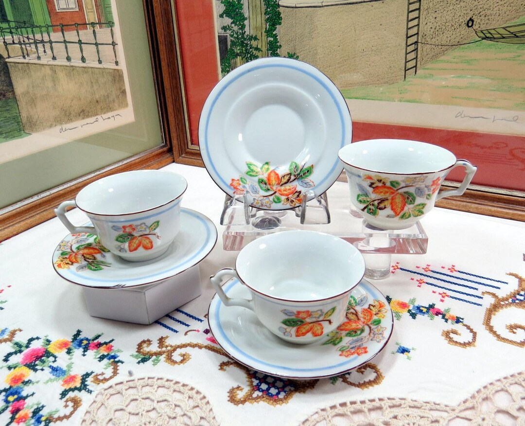 3 Kikusui China Made in Japan Blue Stripe and Floral 2 - Etsy