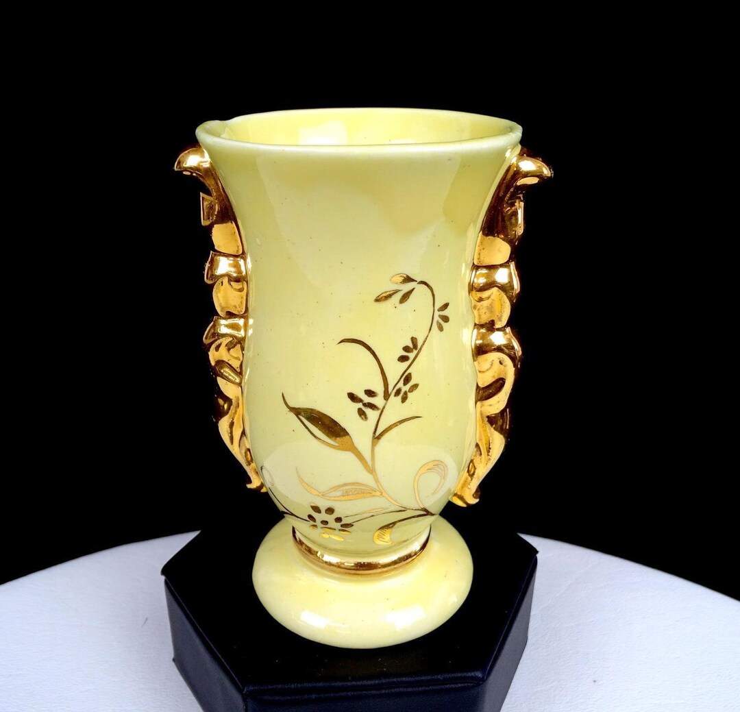 Lucia Ware Art Pottery 466 Yellow and Gold Vintage 4 3/8 Footed Vase ...