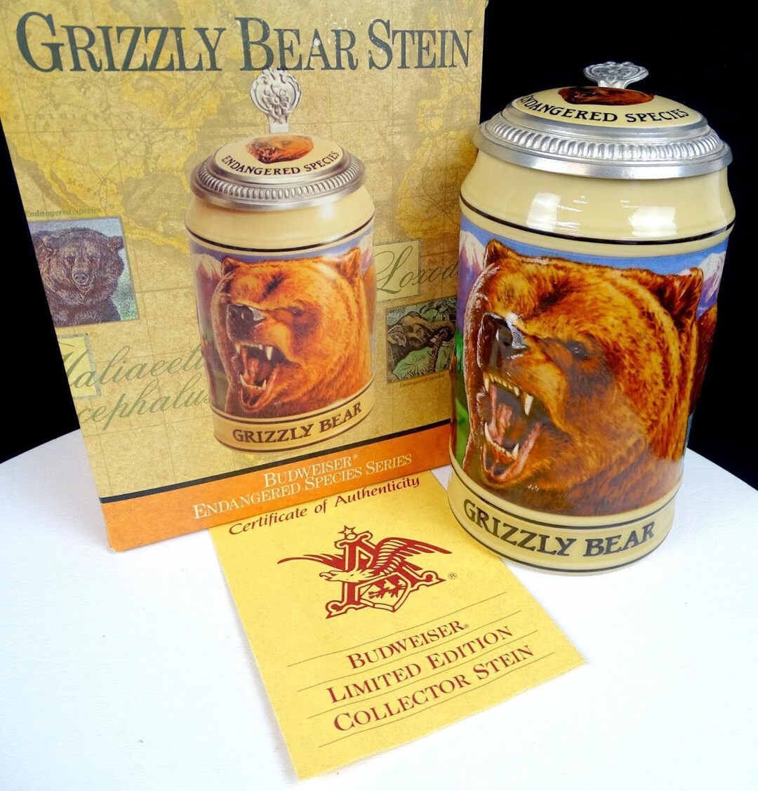 Budweiser Endangerd Species Series Cs199 Grizzly Bear 6 3/4 Stein in ...