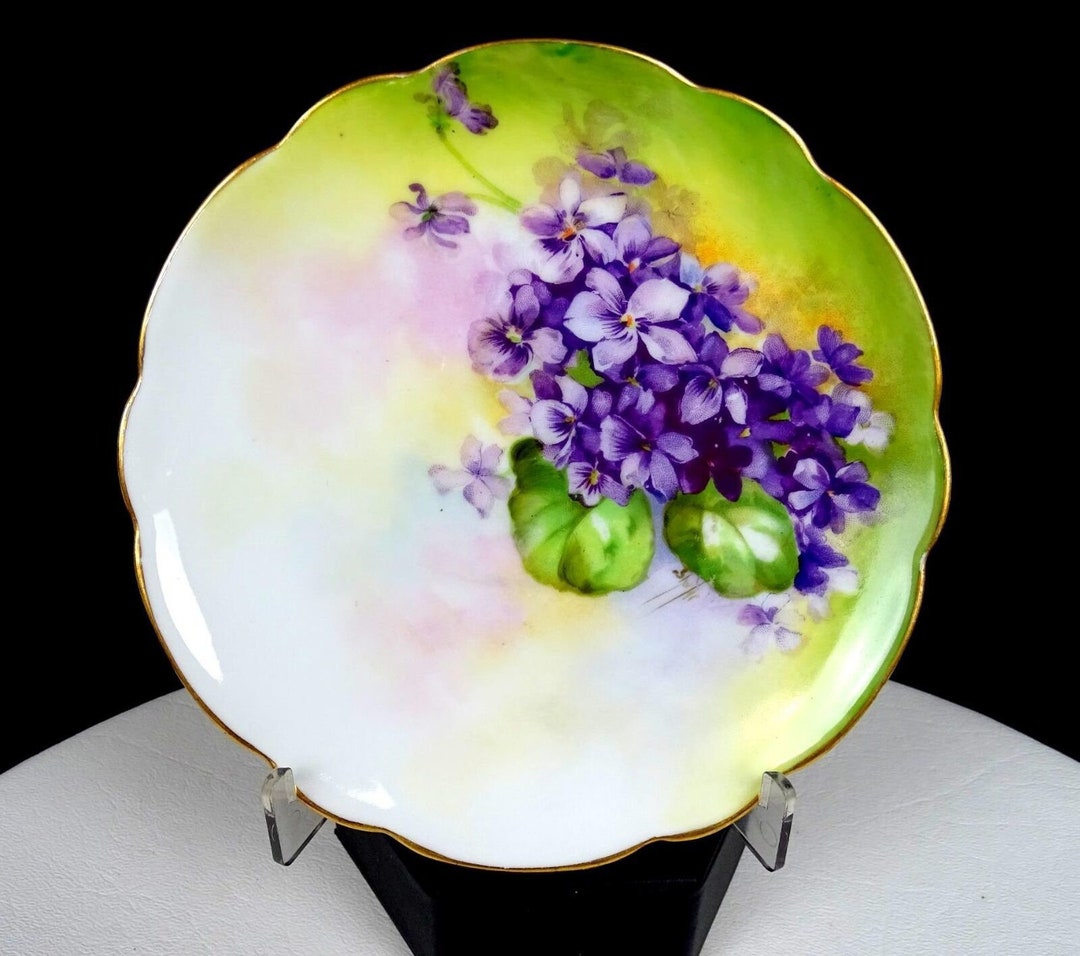 Jaeger J&C Bavaria Porcelain Artist Signed Violets Antique - Etsy