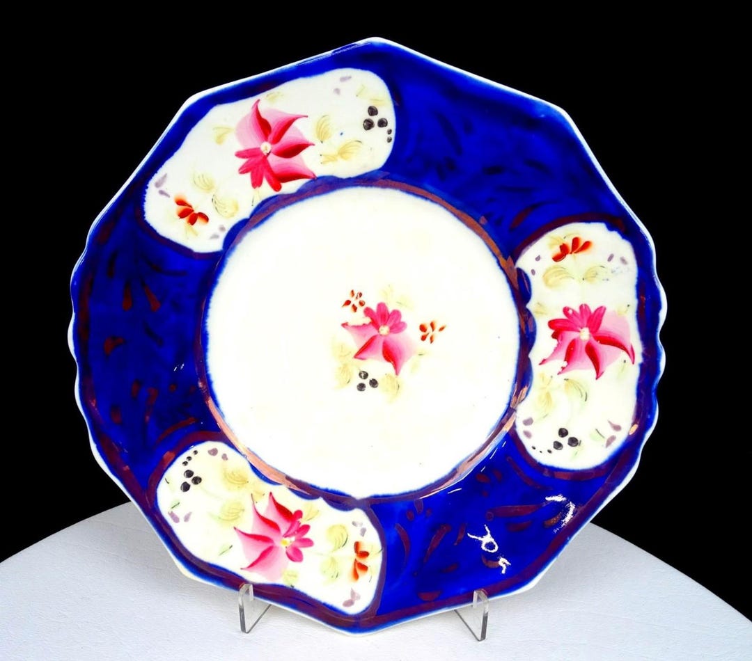 Gaudy Welsh Staffordshire Porcelain Floret Antique 9" Serving Plate ...