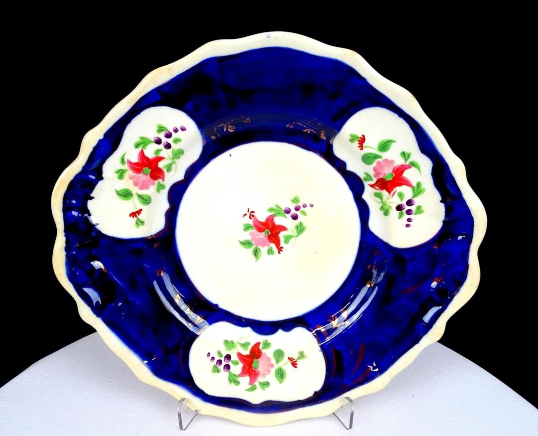 Gaudy Welsh Staffordshire Porcelain Floret Antique 9 3/8" Serving Plate ...