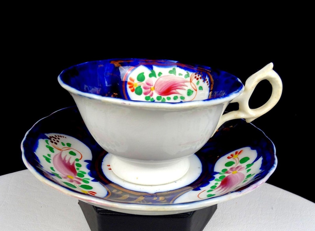 Gaudy Welsh Staffordshire Porcelain Columbine Antique 2 1/4 Cup ...