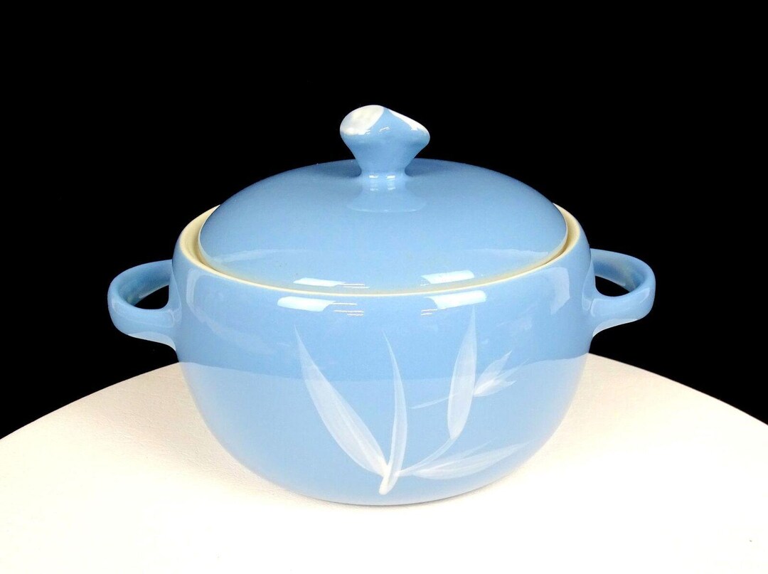 Winfield Porcelain Blue Pacific Pattern Vintage 6 1/2 Covered Casserole ...