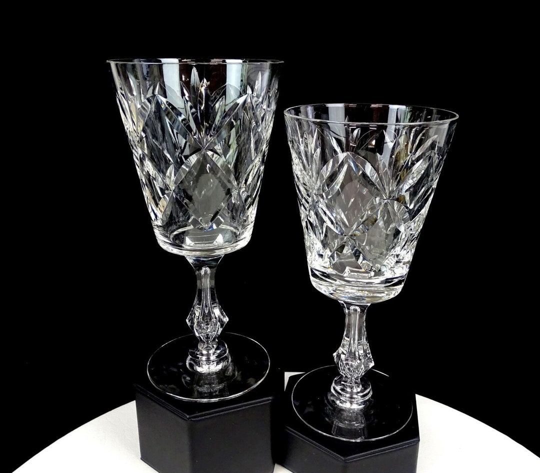 Tiffin Franciscan Cut Crystal Belmont Pattern 2pc 7 3/8 Water Goblets ...