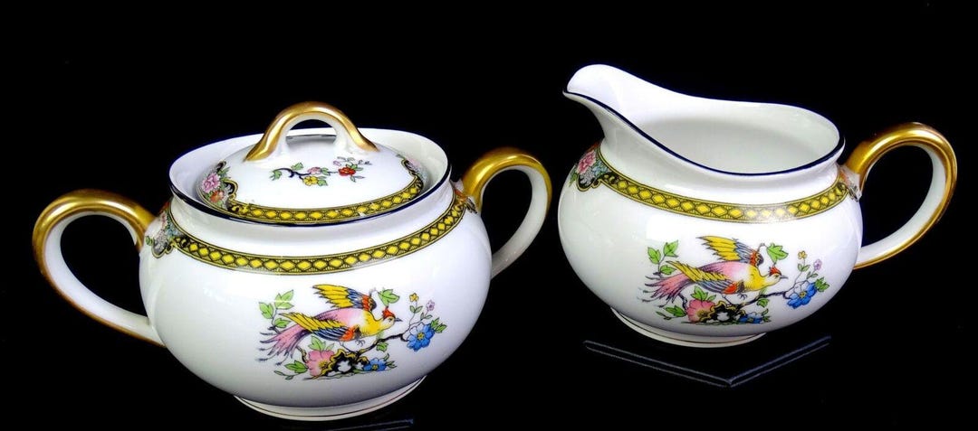 Noritake Japan Porcelain Pheasant Mulitcolor 3 1/4 Creamer & Sugar Bowl ...