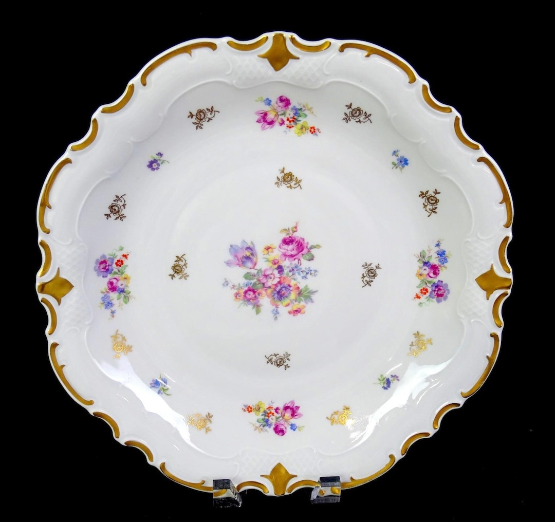 Reichenbach German Porcelain Floral and Gold Large 12 3/4" Platter 1968 ...