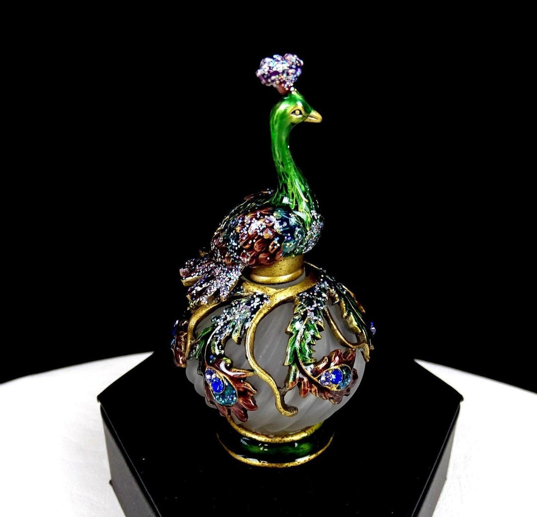 Murano Italy Art Glass Ann Primrose Jeweled Peacock 3 5/8 Perfume ...