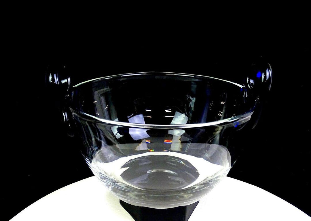 Toyo Sasaki Japanese Crystal Glass Cobalt Blue Leaf Handles 7 7/8 Bowl ...