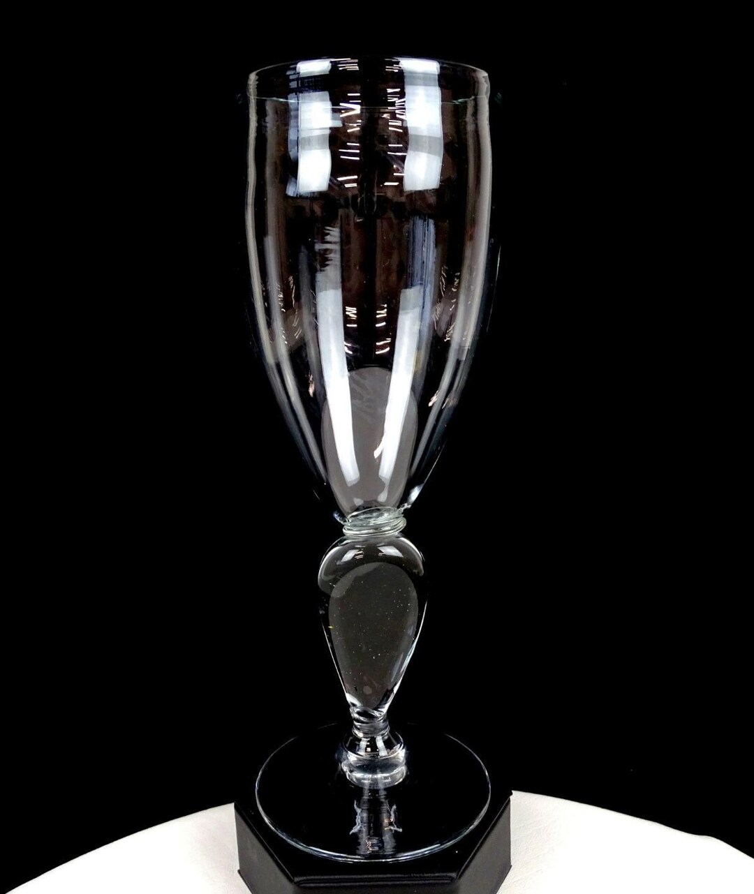 Studio Art Glass Clear Hand Blown Reverse Teardrop Stem 9 1/2" Goblet ...