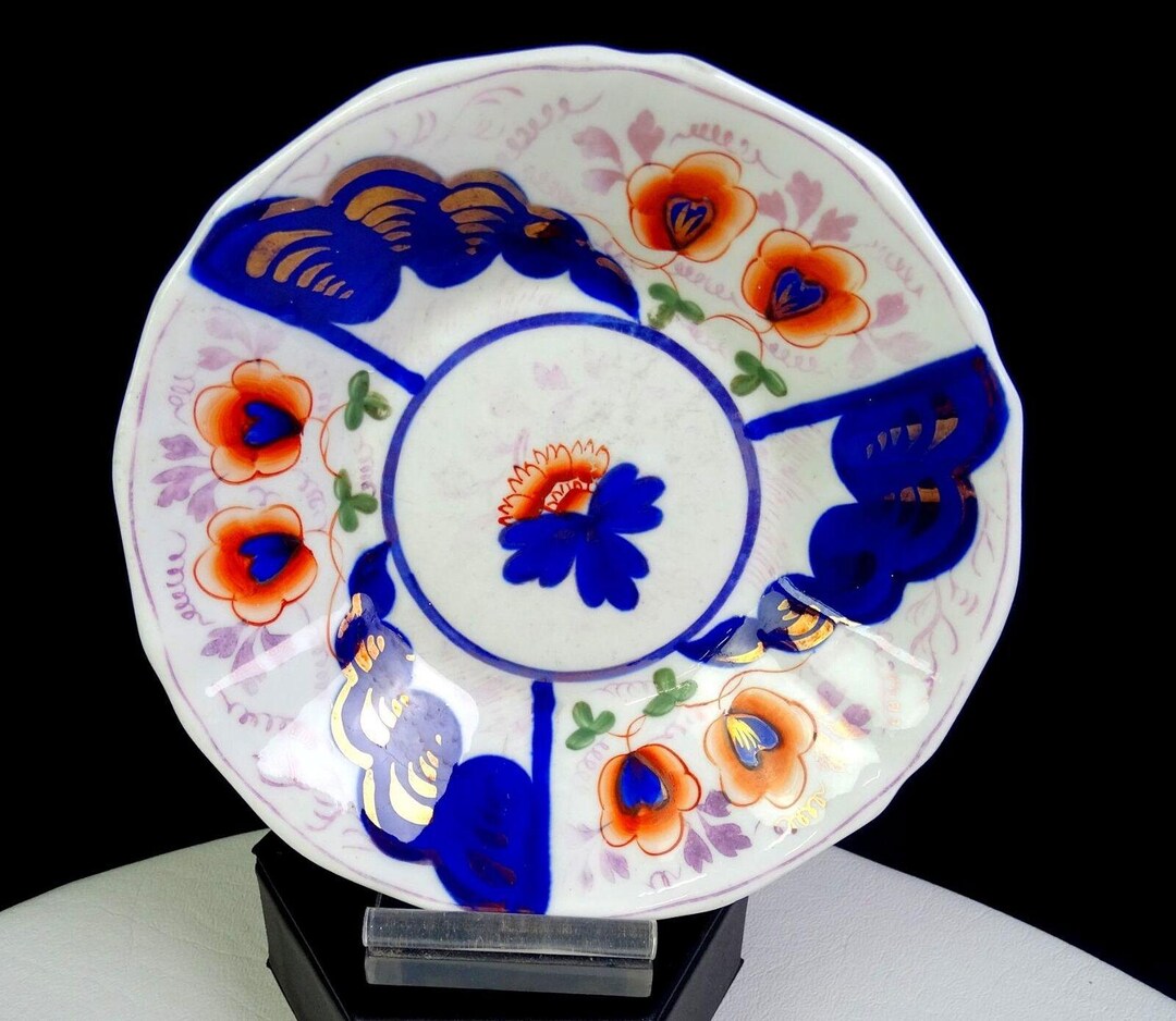 Gaudy Welsh Staffordshire Porcelain Flag & Floral Antique 5 3/4 Saucer ...