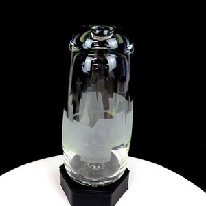 Buzz Williams Signed Alder House Art Glass Square Etched Vintage 7.5 ...