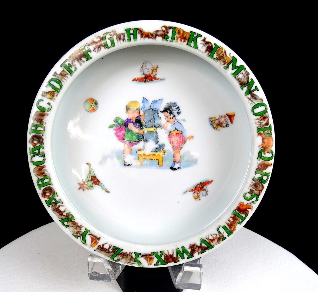 German Porcelain Alphabet Animals Antique 7 3/8 Child's Bowl 1920s - Etsy